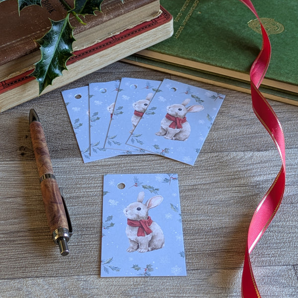 Pack of 5 Bunny Rabbit Christmas Gift Tags (Holly and Berries ...